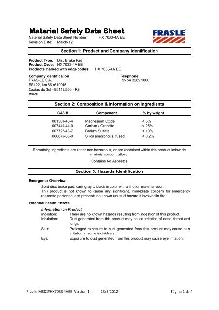 Material Safety Data Sheet - Haldex