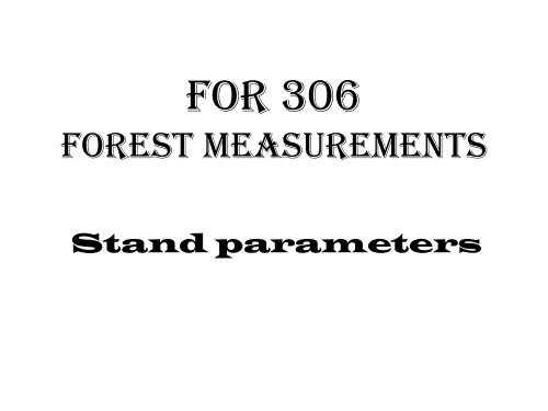 Stand parameters