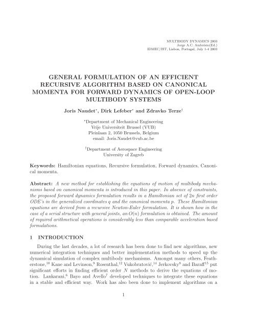 General Formulation Of An Efficient Recursive Algorithm Based