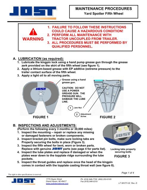 Maintenance Procedures - JOST International