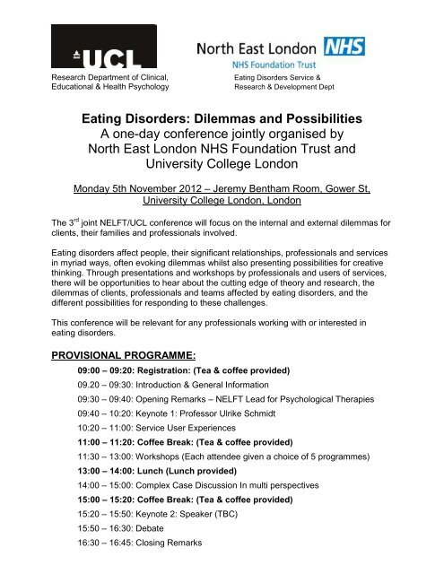 Eating Disorders - North East London NHS Foundation Trust