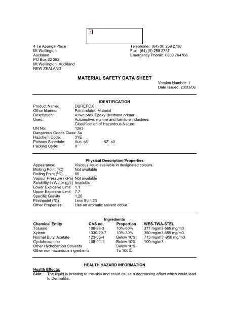 MATERIAL SAFETY DATA SHEET - Marineware