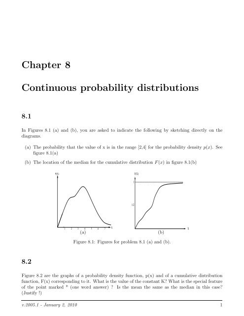 Chapter 8 Continuous probability distributions - Ugrad.math.ubc.ca