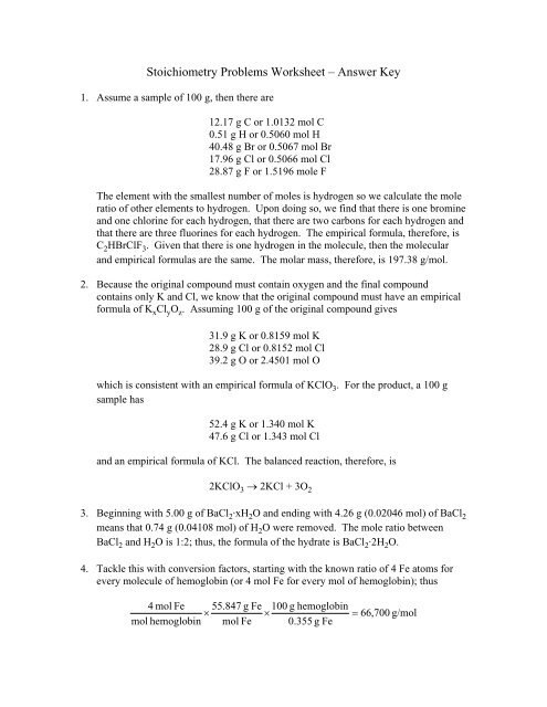 Homework I Answer Key