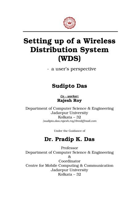Setting up of a Wireless Distribution System (WDS)