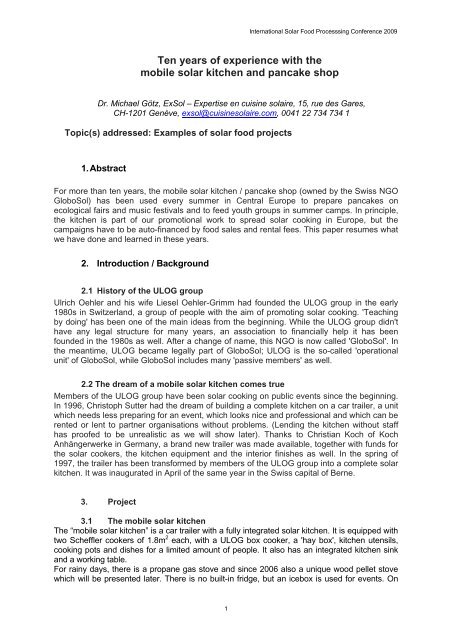 Ten years of experience with the mobile solar kitchen and pancake ...