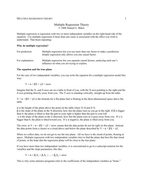 Multiple regression theory