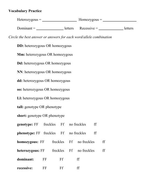 Homozygous Recessive Letters
