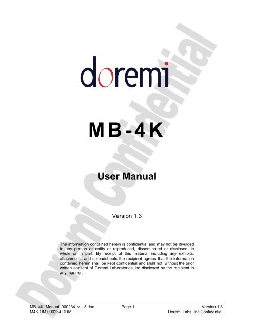 DCP2000 Firmware Initialization - Doremi Labs