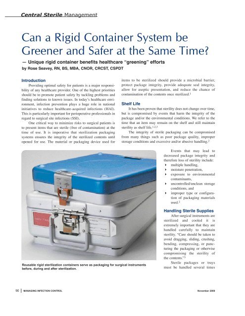 Can a Rigid Container System be Greener and Safer at ... - Medline