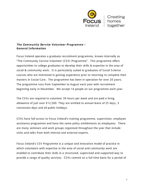 General Information - Focus Ireland