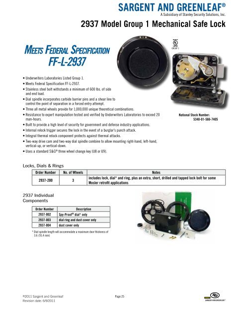 SARGENT AND GREENLEAF