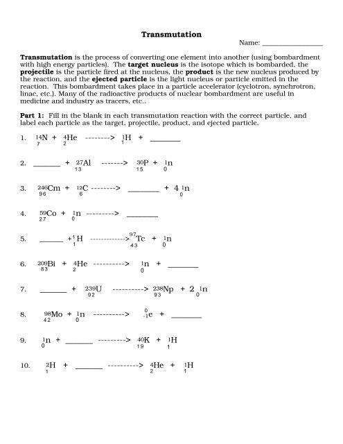 Transmutation worksheet (WP) - jflaherty1@kleinisd.net