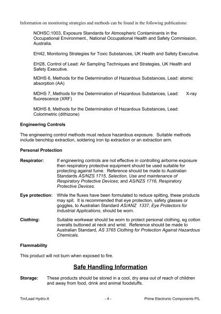 Information on monitoring