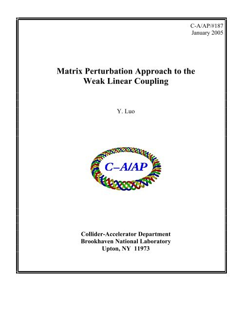 Matrix Perturbation Approach To The Weak Linear Coupling Collider