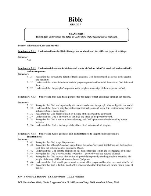 Bible - 7th Grade - Santiago Christian School