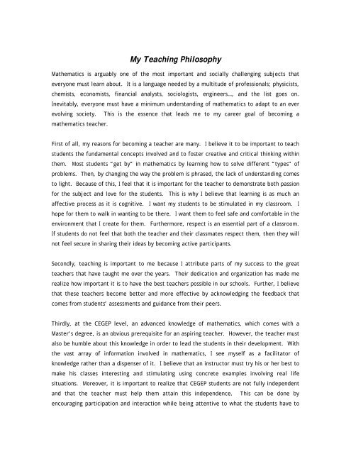statement of teaching philosophy