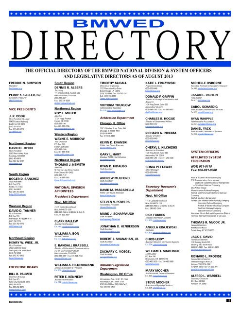 THE OFFICIAL DIRECTORY OF THE BMWED NATIONAL DIVISION ...