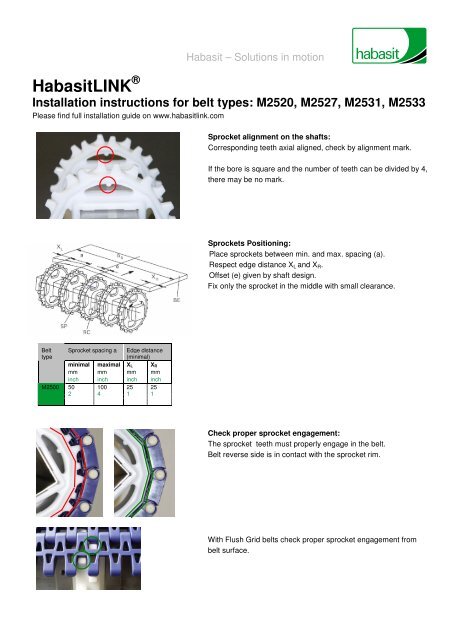 Installation instructions for belt types: M2520, M2527 ... - Habasit