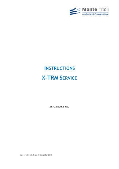 instructions x-trm service - Monte Titoli
