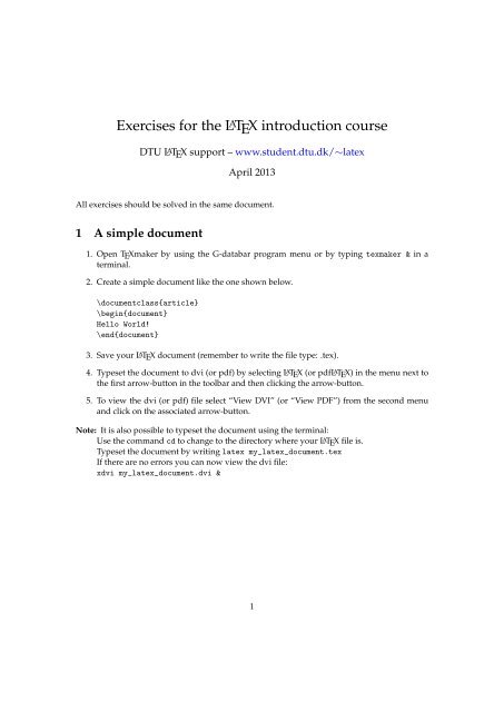 Exercises for LaTeX introduction course spring 2008