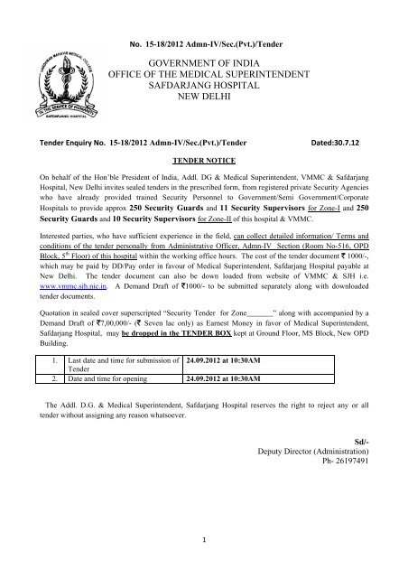 government of india office of the medical superintendent safdarjang ...