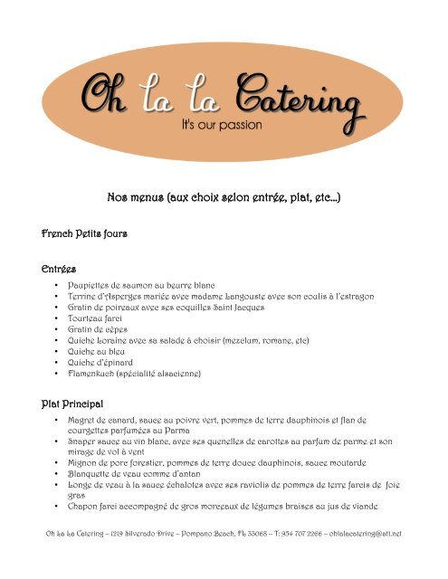 Les menus - French District