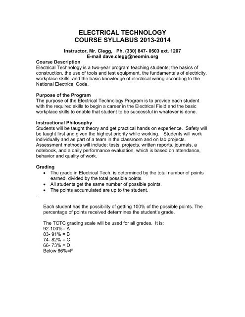 electrical technology course syllabus 2013-2014 - High School