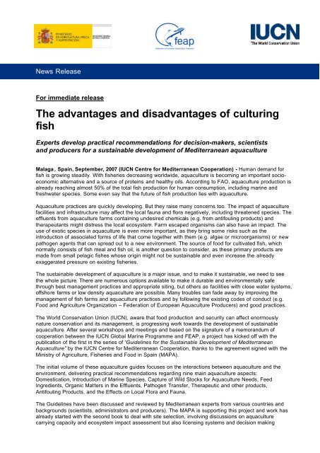 The advantages and disadvantages of culturing fish - Centre for ...