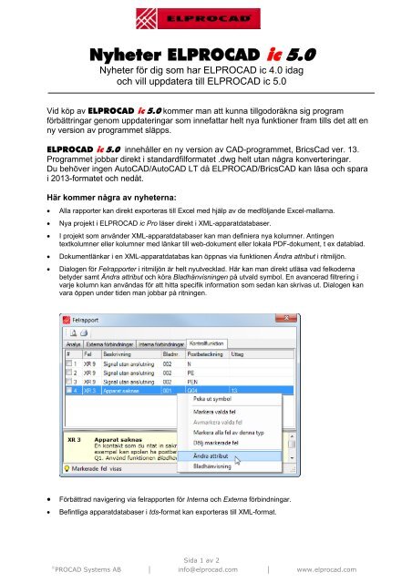 Nyheter ELPROCAD ic 5.0