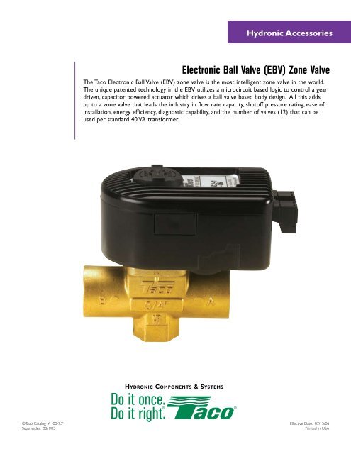 Electronic Ball Valve (EBV) Zone Valve - Taco-Hvac