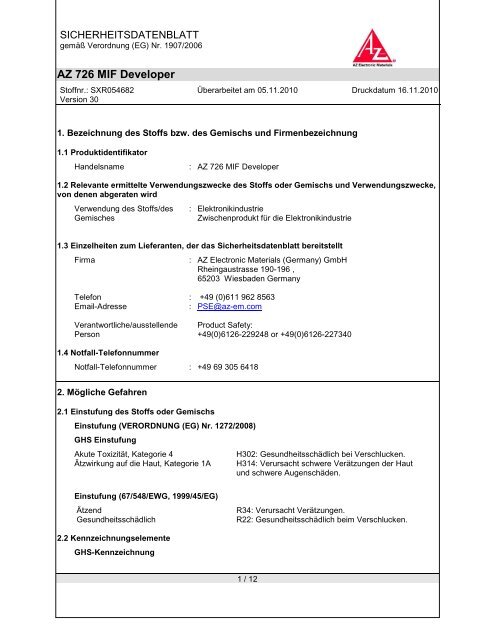 AZ 726 MIF Developer - FIRST