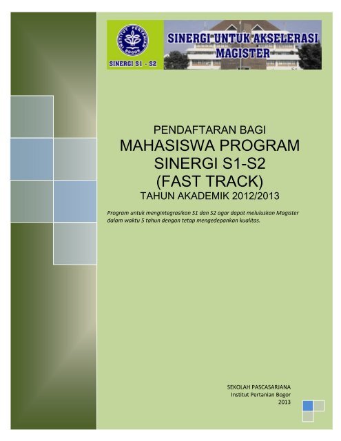 PENDAFTARAN PROGRAM SINERGI S1-S2 (FAST TRACK)