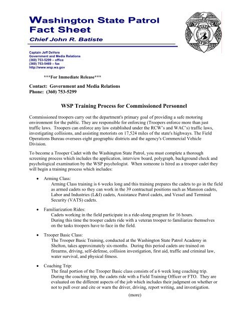 Washington State Patrol Fact Sheet