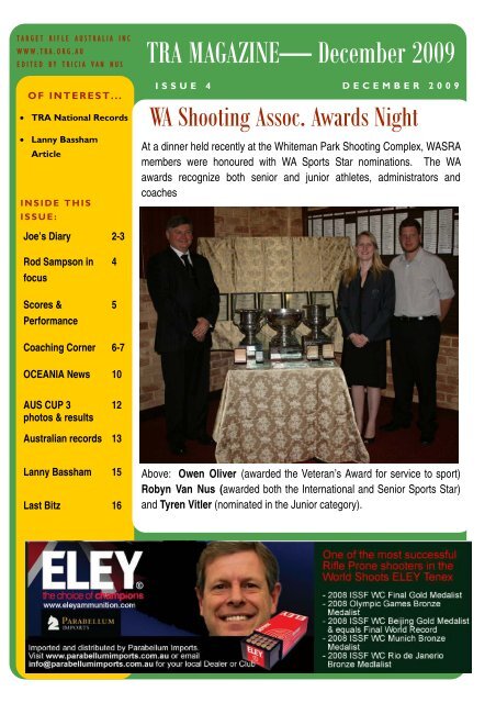 TRA MAGAZINEâ December 2009 - Target Rifle Australia
