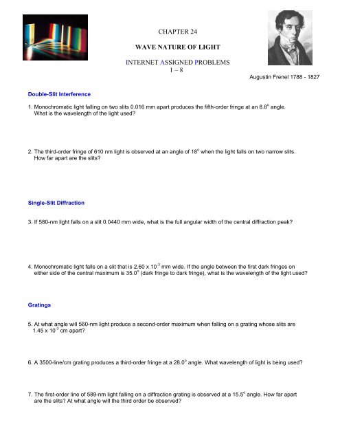 Chapter 24 The Wave Nature of Light - Physics-matters.net