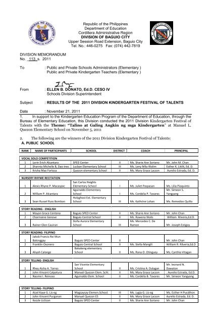 Division Memo No. 113 S.2011 - Deped Baguio City Division|Baguio ...