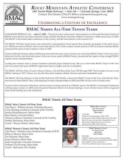 RMAC All-Century Teams - Colorado Mesa University