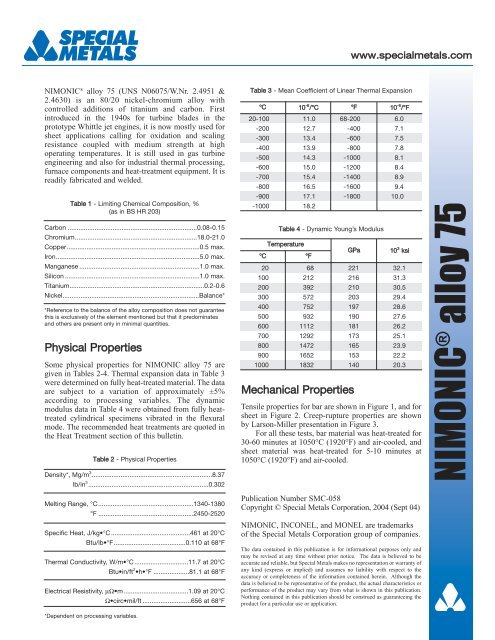 Nimonic alloy 75.pdf - Special Metals Corporation