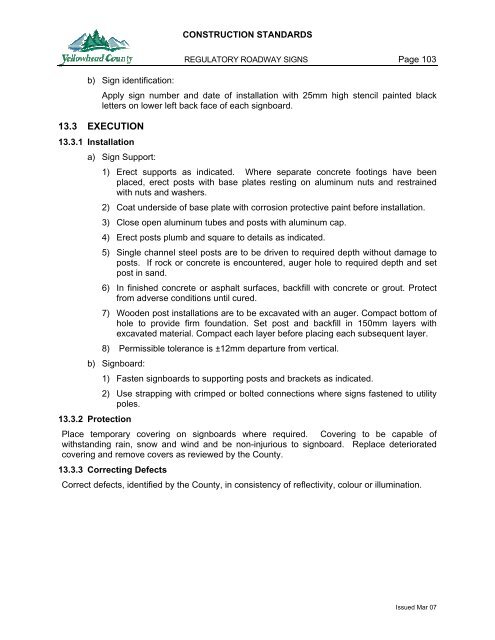 CONSTRUCTION STANDARDS b)