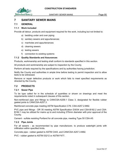 CONSTRUCTION STANDARDS WA