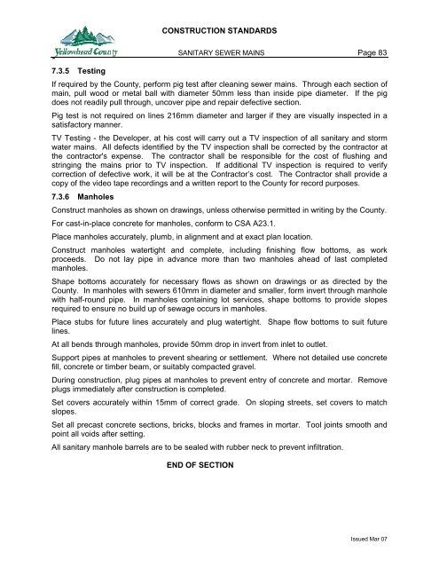 CONSTRUCTION STANDARDS 7.