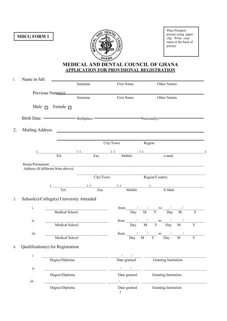 Provisional Registration Forms.pdf - Medical & Dental Council Ghana
