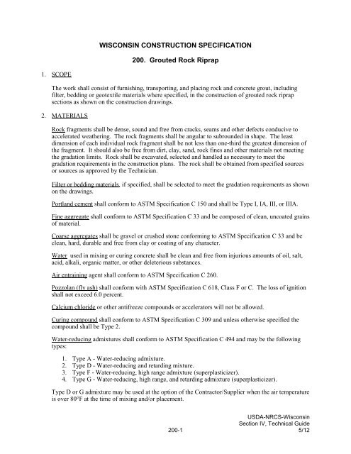 200. Grouted Rock Riprap