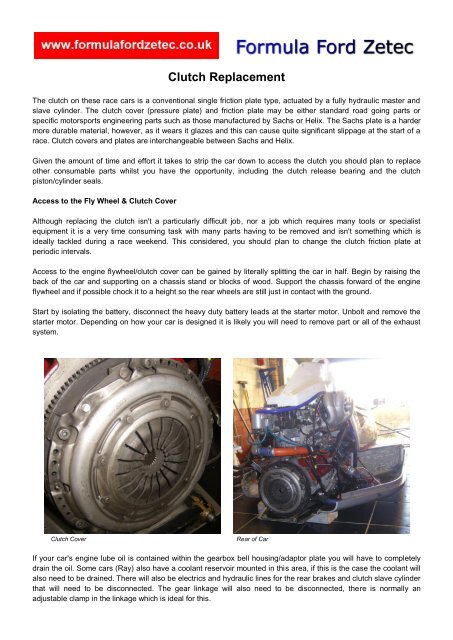 clutch replacement.pdf - Formula Ford Zetec