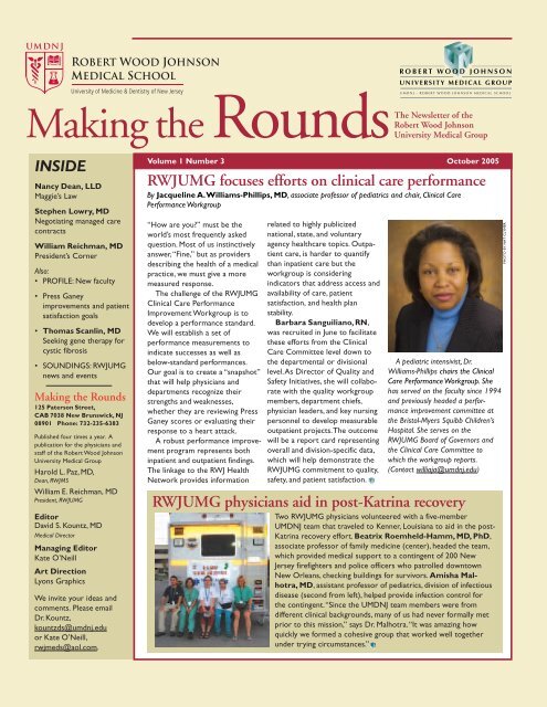 Making the Rounds - RWJ Medical Group - UMDNJ