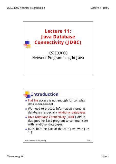 Lecture 11 Java Database Connectivity Jdbc