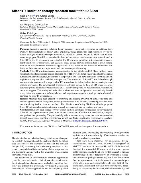 SlicerRT: Radiation therapy research toolkit for 3D Slicer