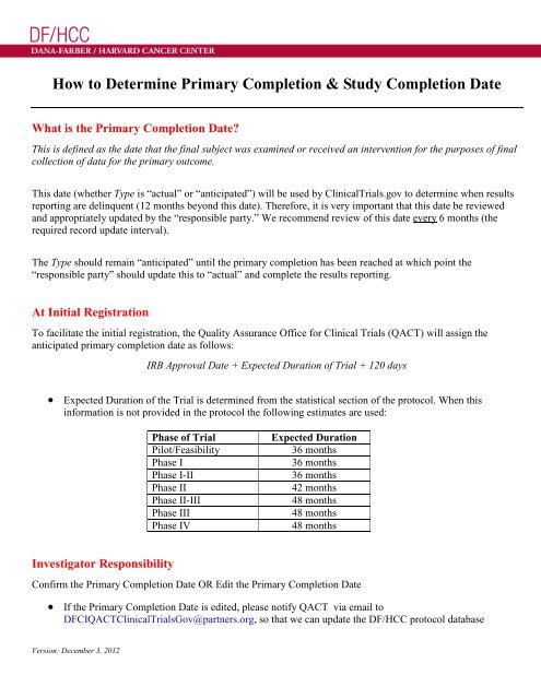 How to Determine Primary Completion & Study Completion Date