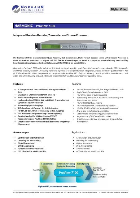 HARMONIC ProView 7100 - Normann Engineering